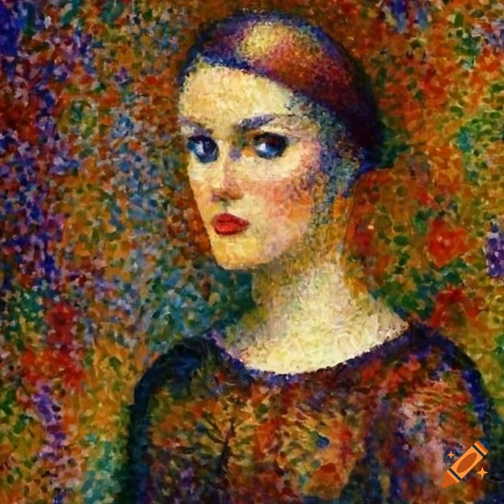 Polish woman in the style of seurat painting on Craiyon