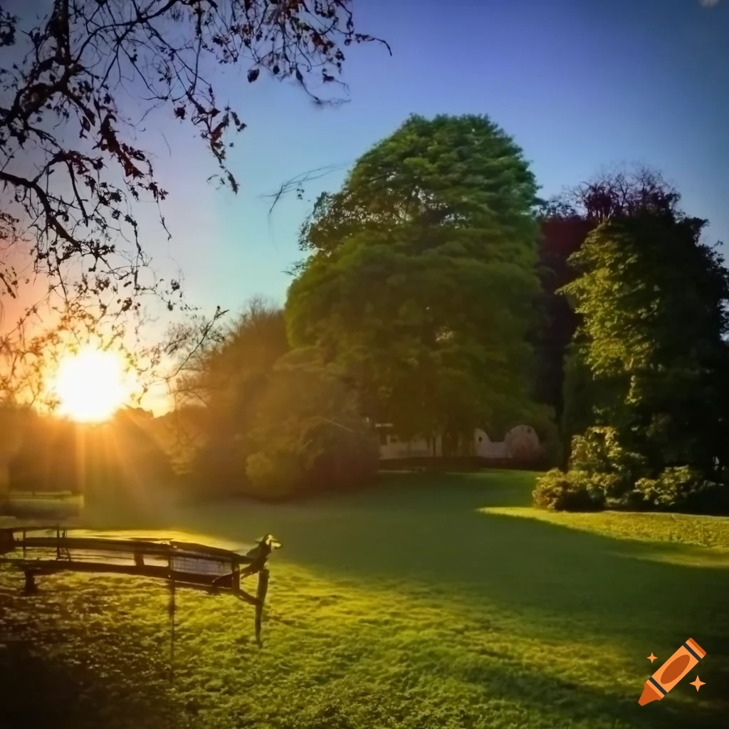 Gardens in Knighton park at sunset in Leicester, England on Craiyon