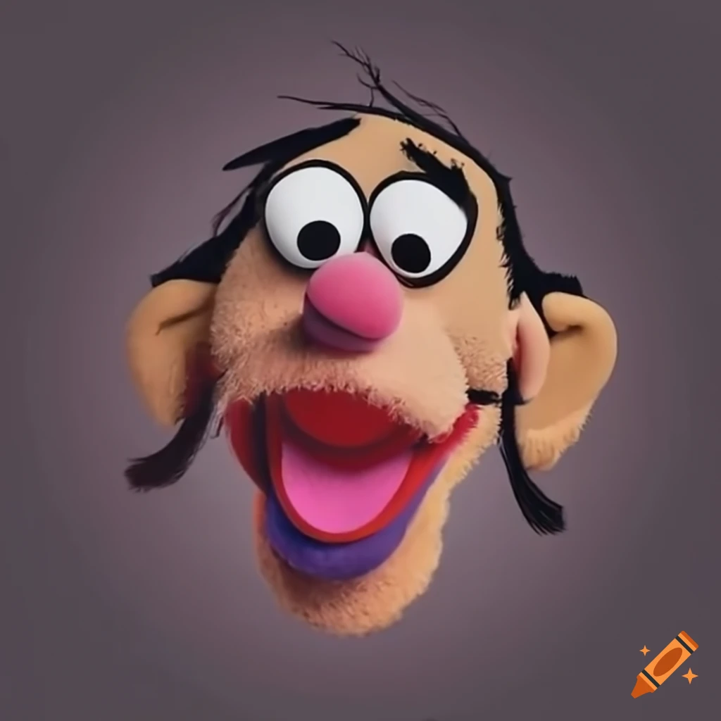 Goofy-faced puppet muppet style character on Craiyon