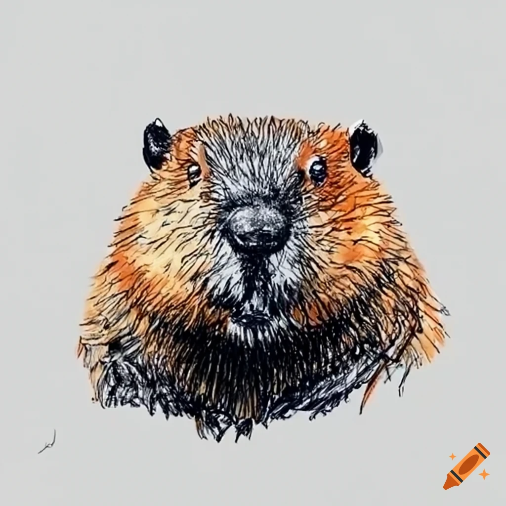 Beaver sketch in single color lines on Craiyon