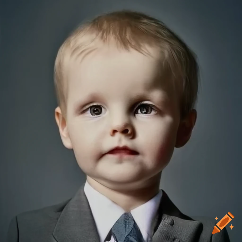 Child in a suit and tie with an expressionless look on Craiyon