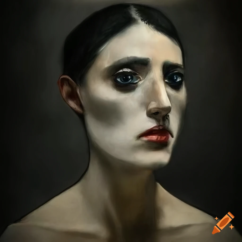 Abstract painting with ghost and expressive forms inspired by rufino tamayo, egon schiele, and ...