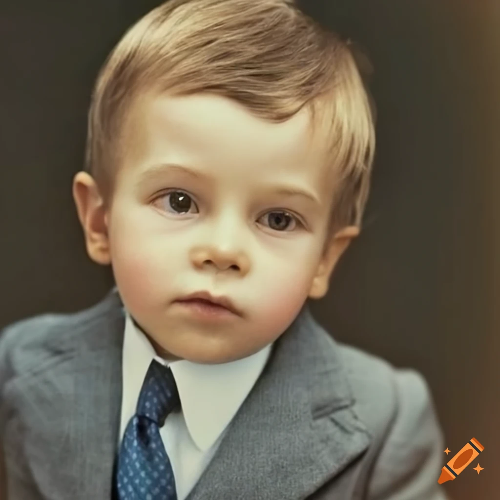 Child in a suit and tie with an expressionless look on Craiyon