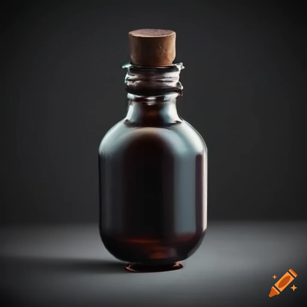 Bottle of mysterious potion on Craiyon