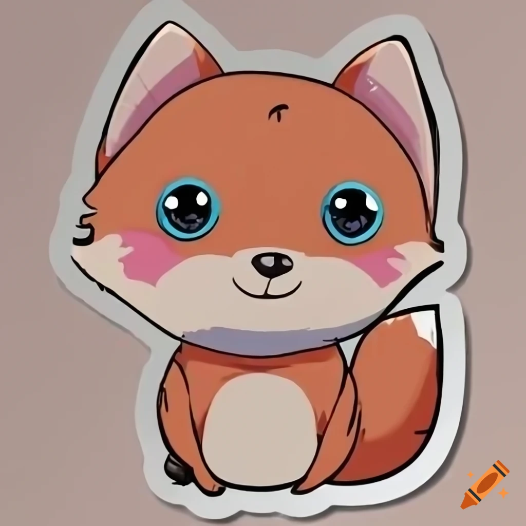 Cute high definition cartoon fox sticker on Craiyon