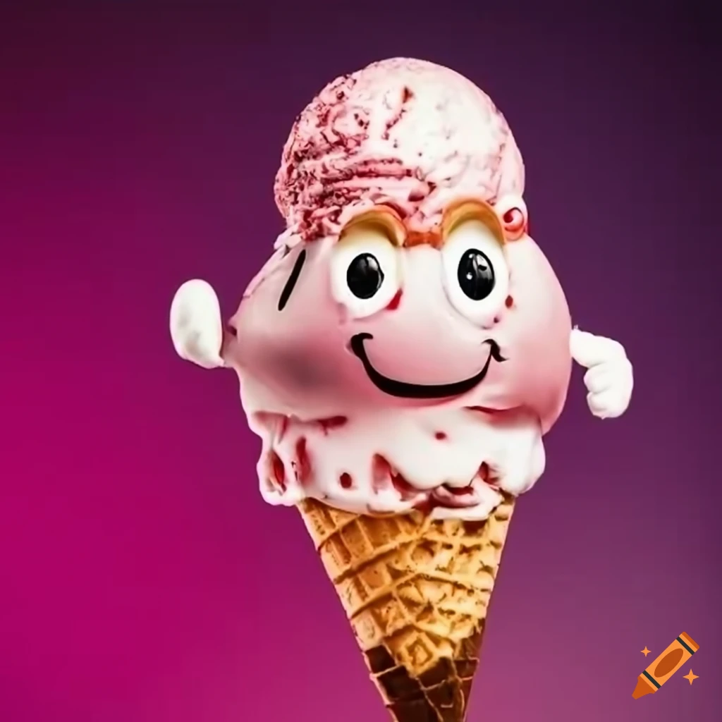 Ice cream mascot ordering at an ice cream parlor on Craiyon