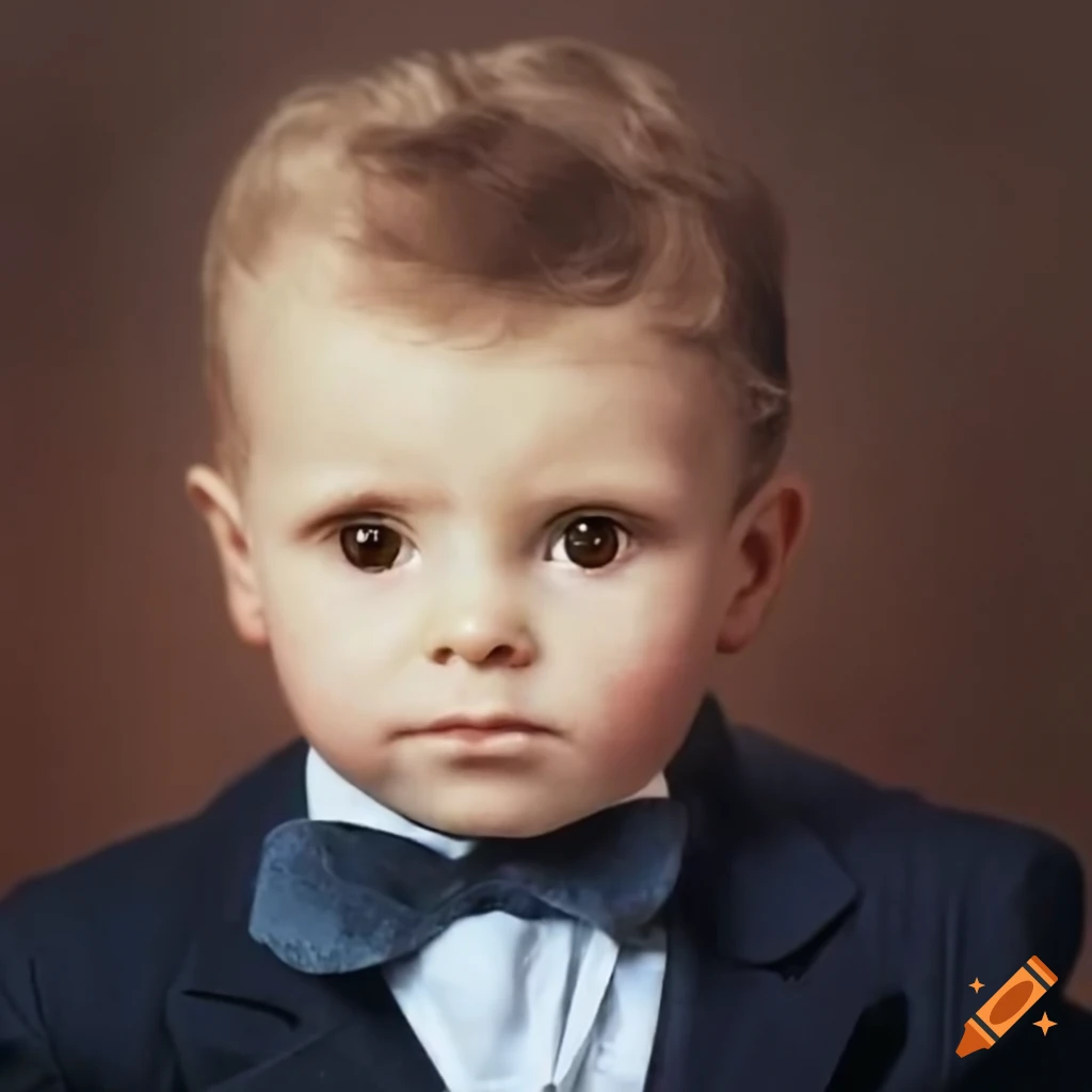 Child in a suit and tie with an expressionless look on Craiyon
