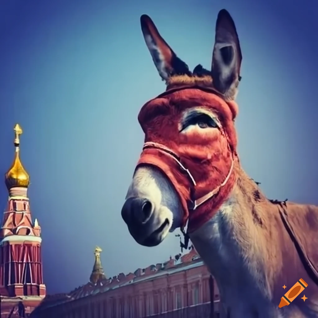 Donkey on red square, moscow on Craiyon
