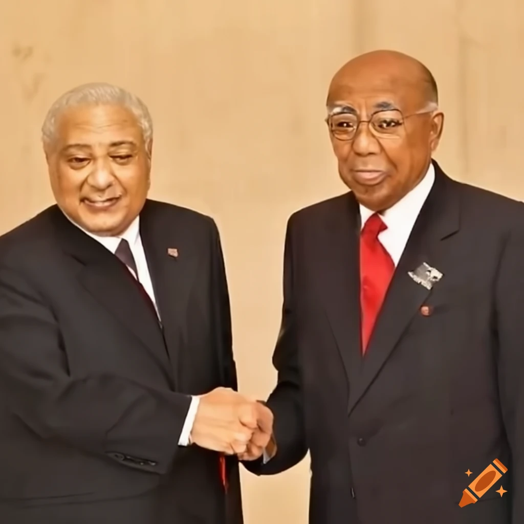 Asian president shaking hands with ruler of another country on Craiyon