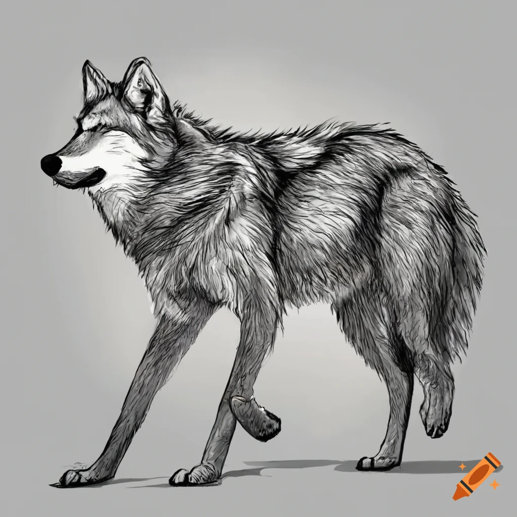 Calm walking wolf with transparent background in watercolor style on ...