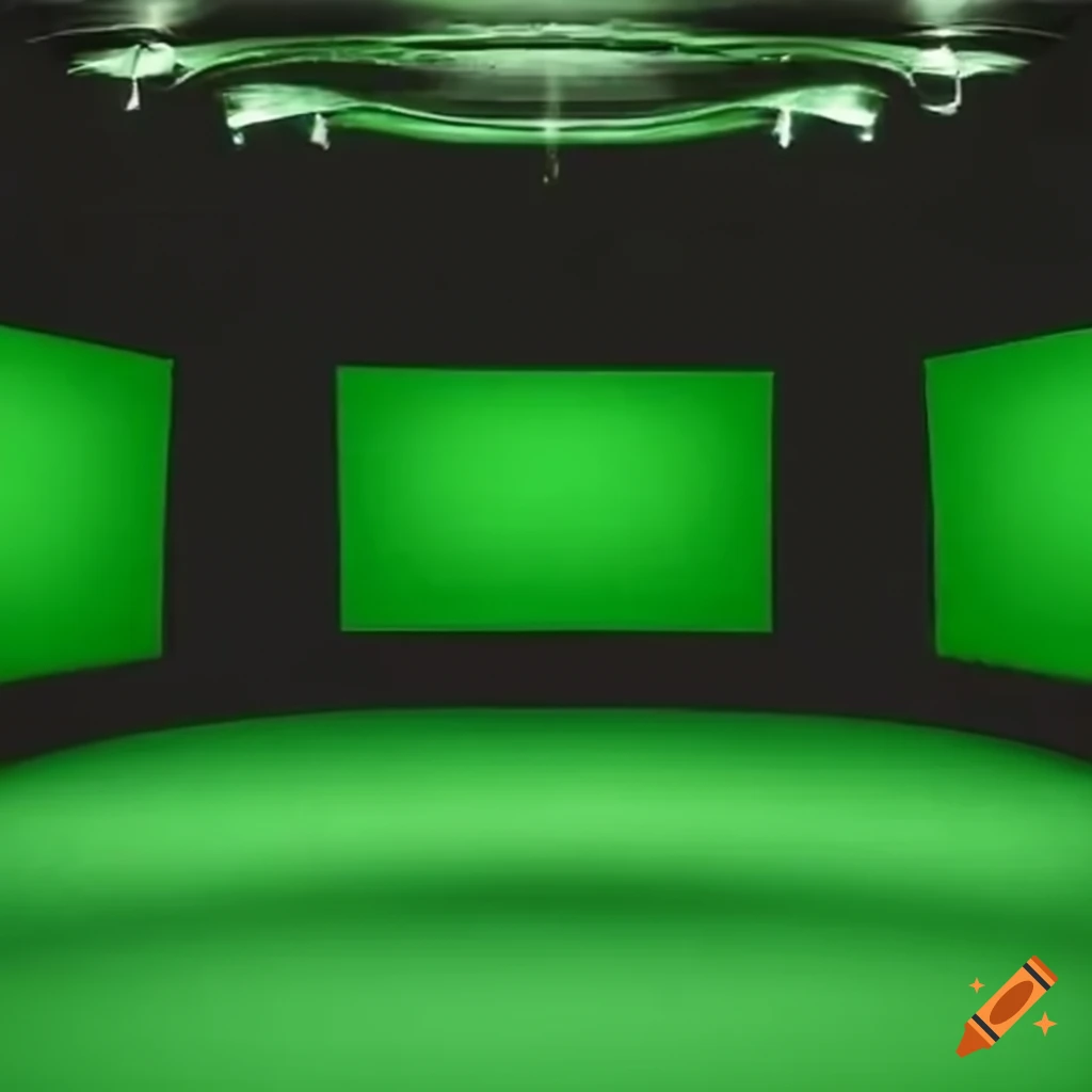 Empty green screen studio with no lighting or objects on Craiyon