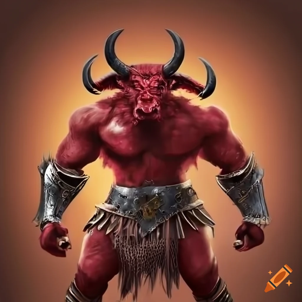 Minotaur wearing silver plate armor protecting his king on Craiyon