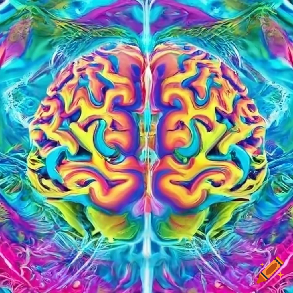 Colorful psychedelic brain anatomy visualization on Craiyon