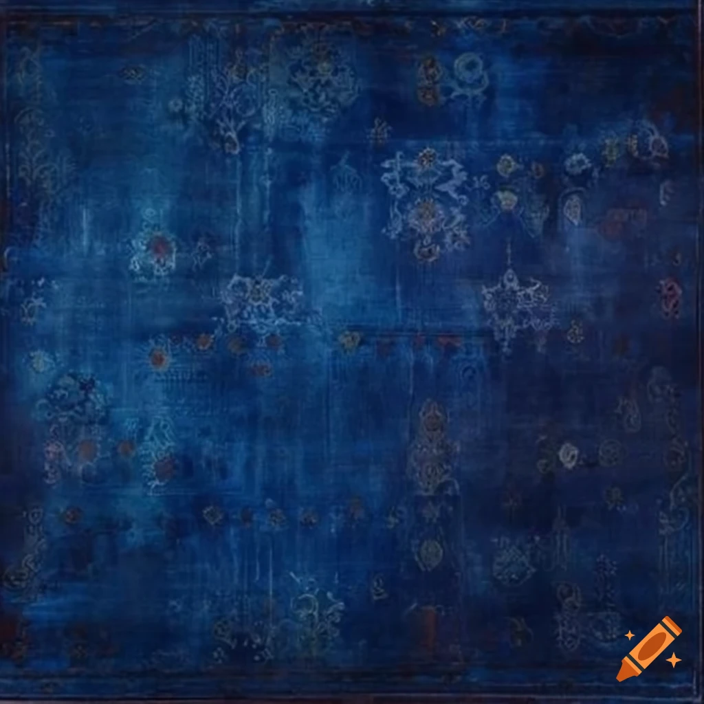 Persian carpet in a simple and impressionistic style with persian blue ...