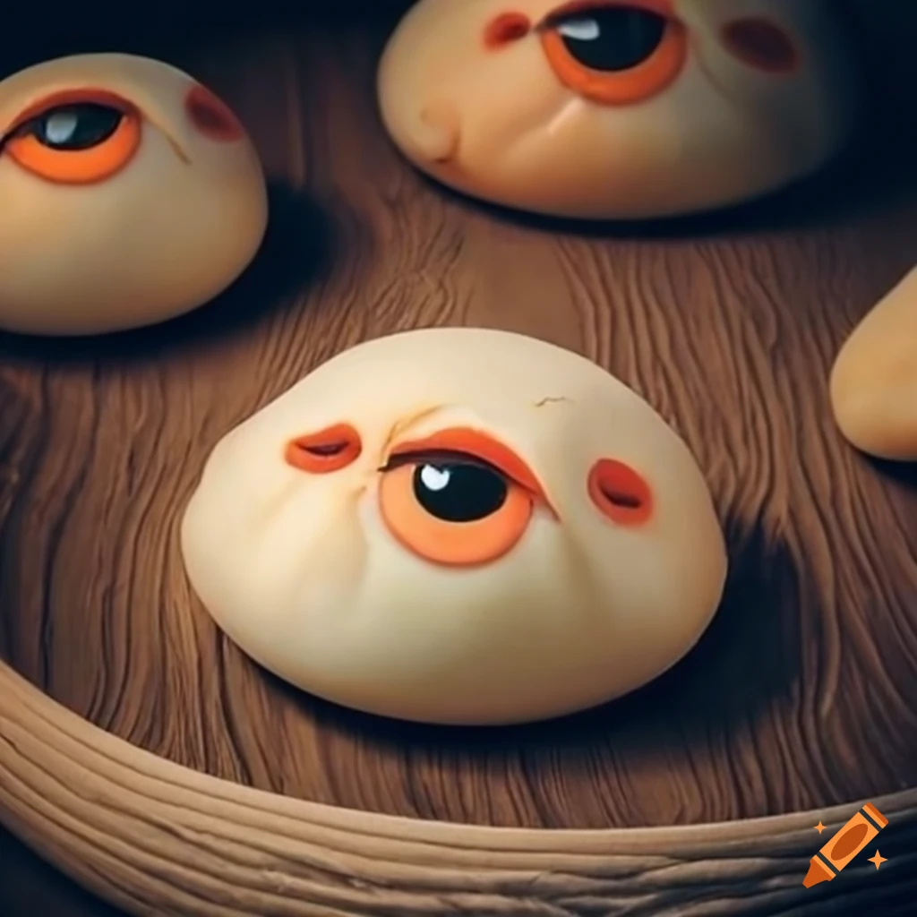 Close-up of an eye-shaped dumpling on Craiyon