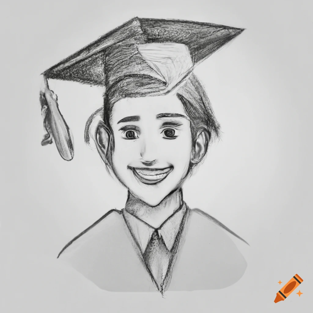 Smiling young graduate holding his degree on Craiyon