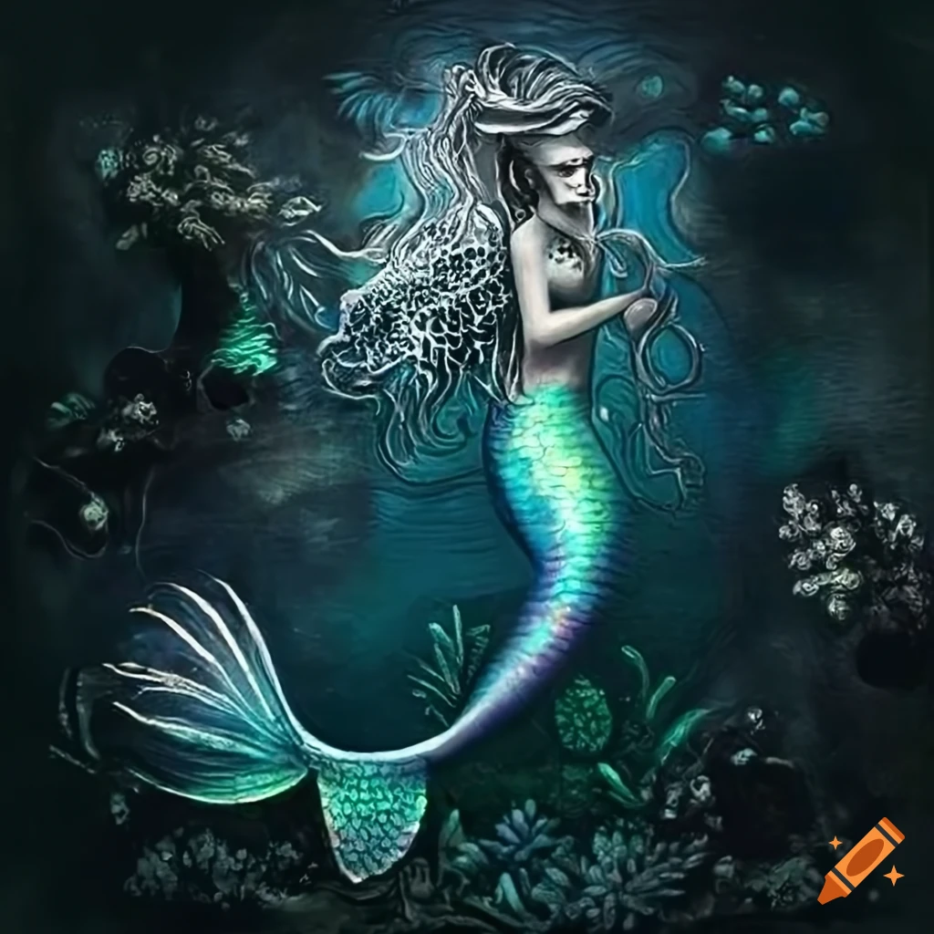 Two mermaid goddesses overseeing an enchanting realm on Craiyon