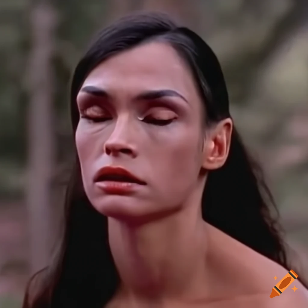 Bruised female martial arts fighter in an 80s movie scene on Craiyon