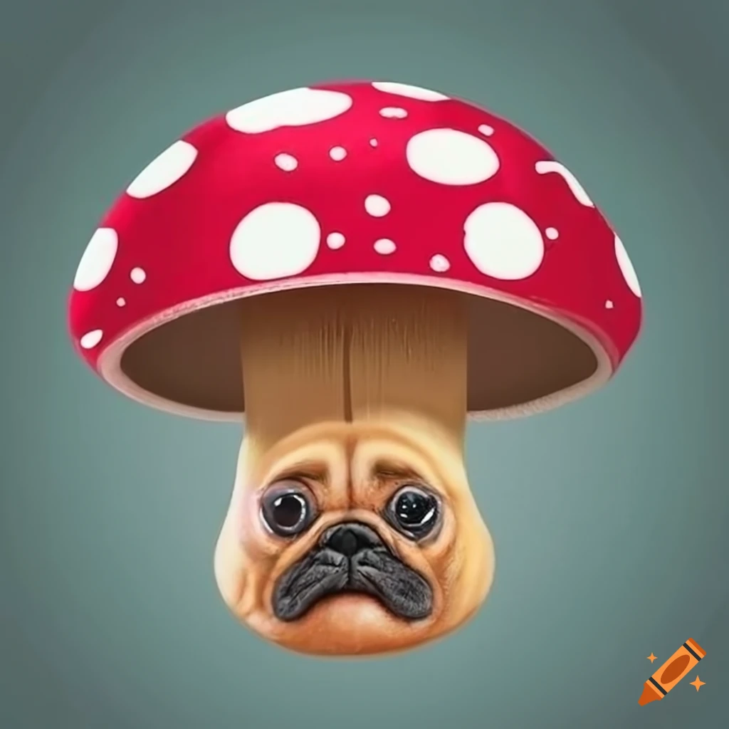 Mushroom with pug face on Craiyon