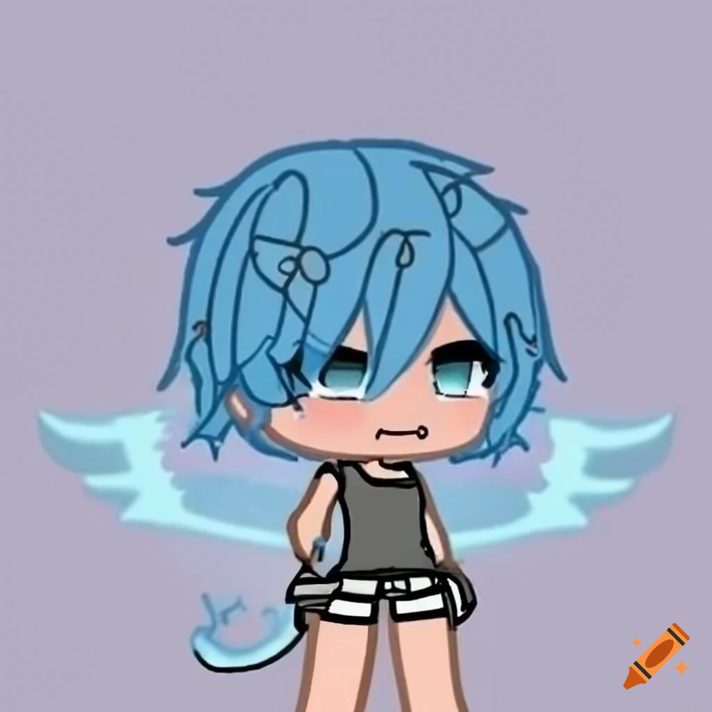 Gacha life character design in baby blue with pastel colors on Craiyon
