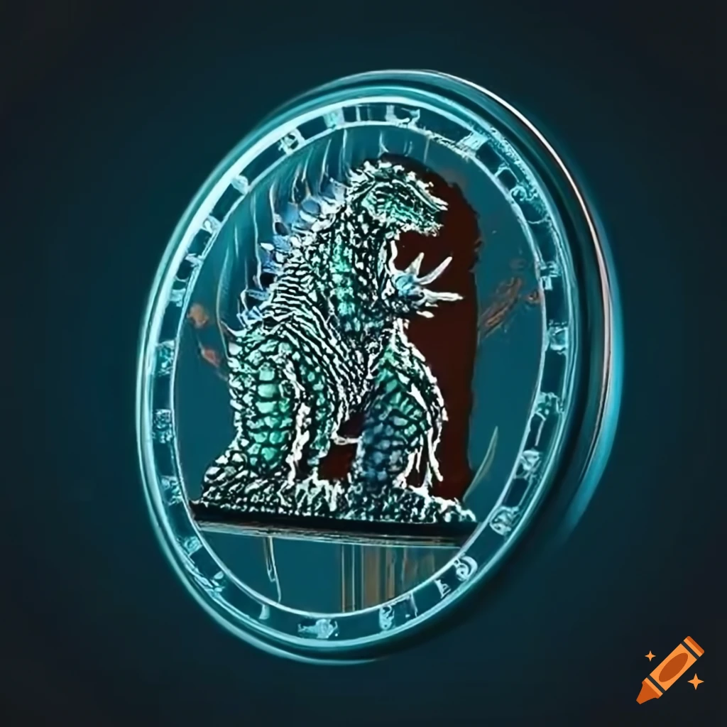 Godzilla depicted on a coin on Craiyon