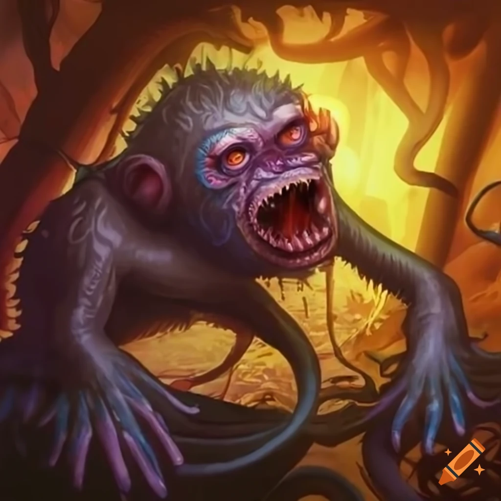 Sea monkey monster magic card illustration on Craiyon