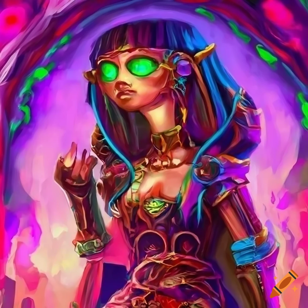 Digital painting of 'mooney of xainago dimension' in keyforge style on Craiyon