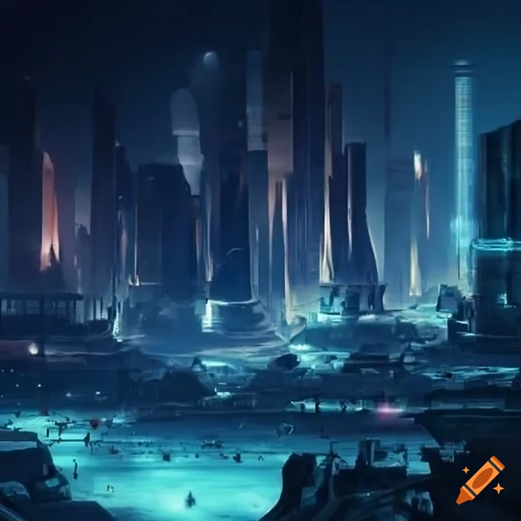 Futuristic space colony at night on Craiyon