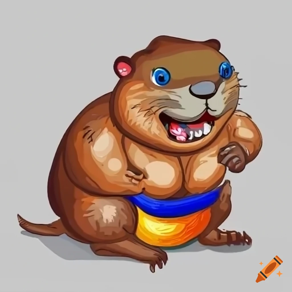 Muscular anthro beaver sumo wrestler on Craiyon