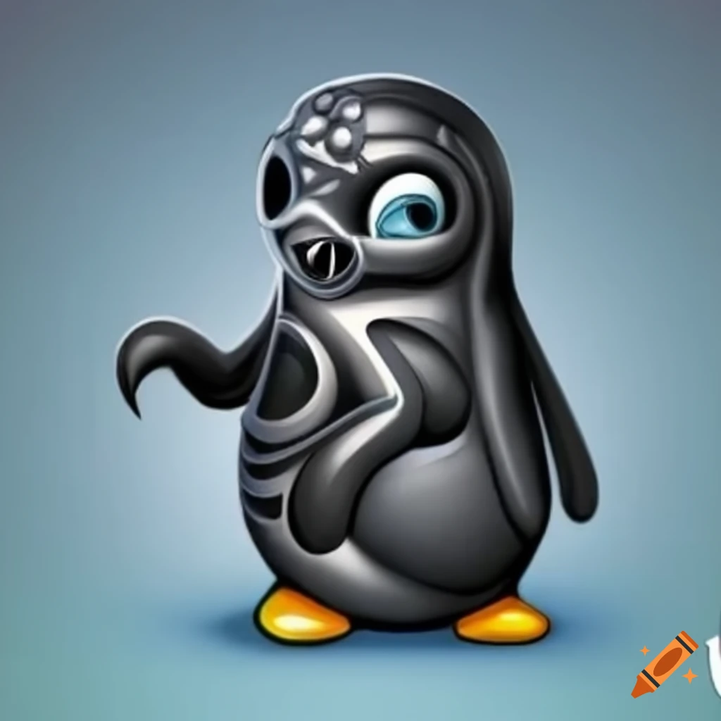 Tux the linux mascot dressed as a borg on Craiyon