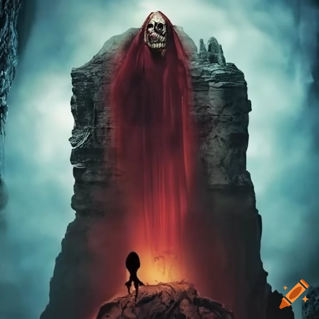 Horror movie poster showcasing a chasm on Craiyon