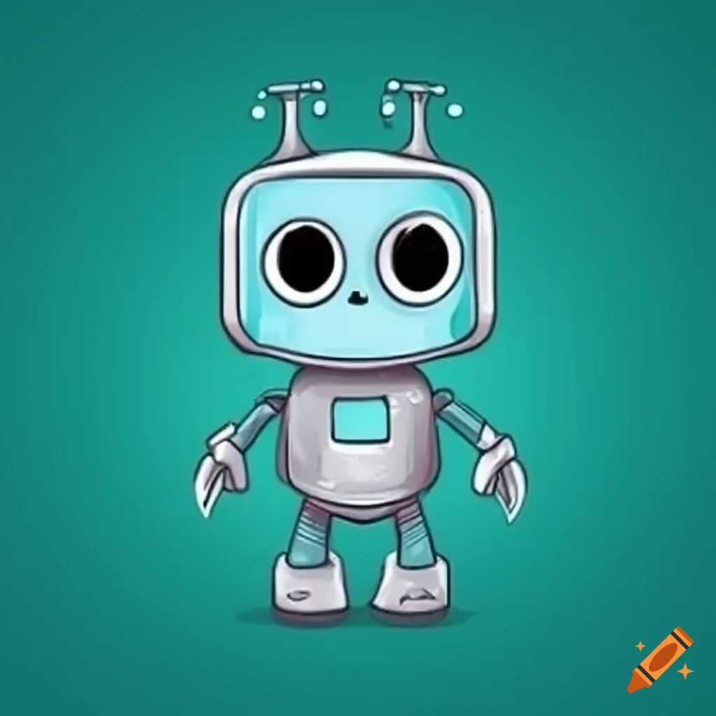 Cute small 2d cartoon robot on Craiyon
