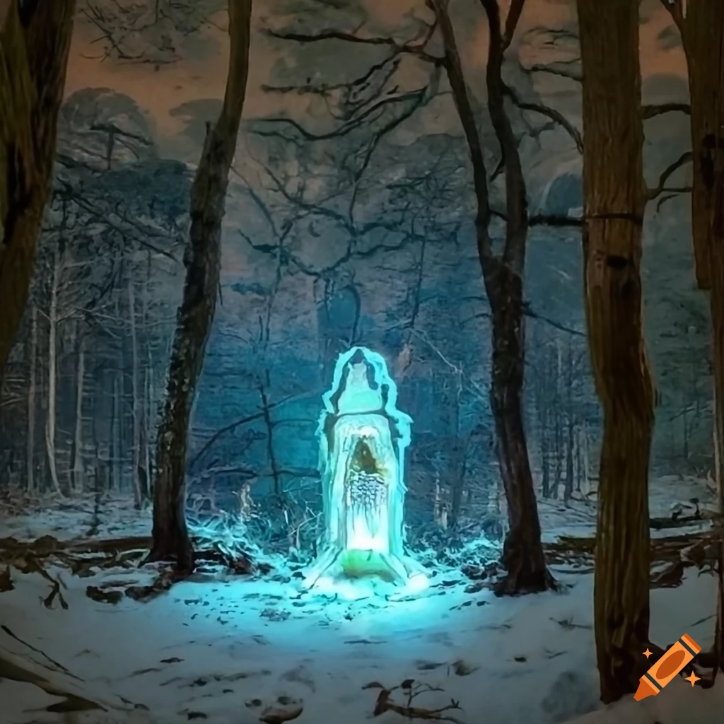 Winter druid grove shrine on Craiyon