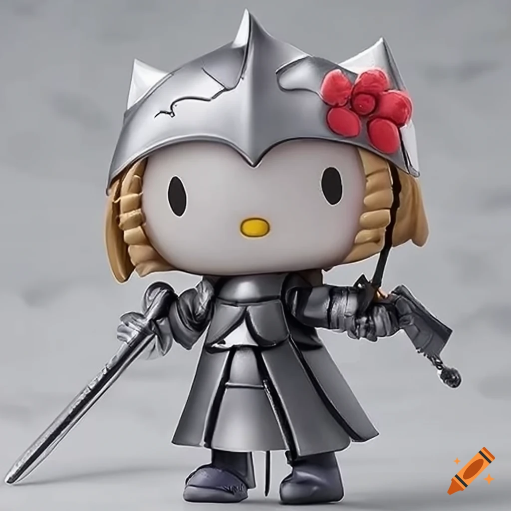 Hello kitty action figure as jeanne d'arc in 4k masterpiece on Craiyon
