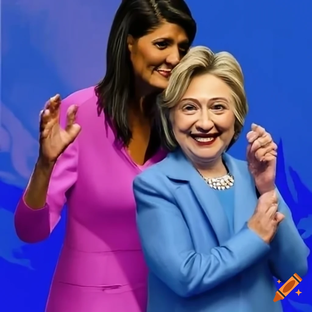 Nikki haley and hillary clinton standing together on Craiyon