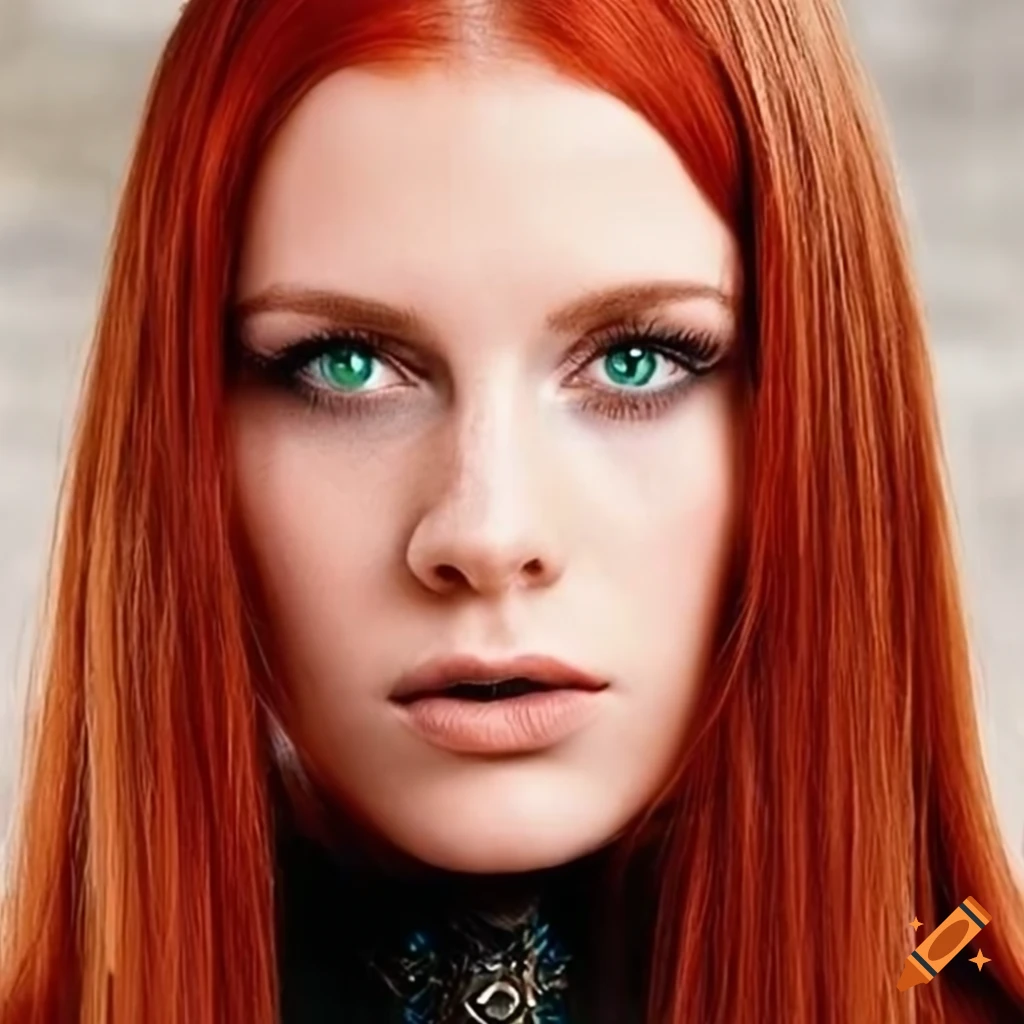 Young woman with red hair, emerald eyes, and freckles in stargate ...
