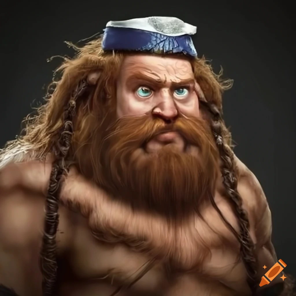 Hairy hobbit barbarian wearing a sailor's hat on Craiyon