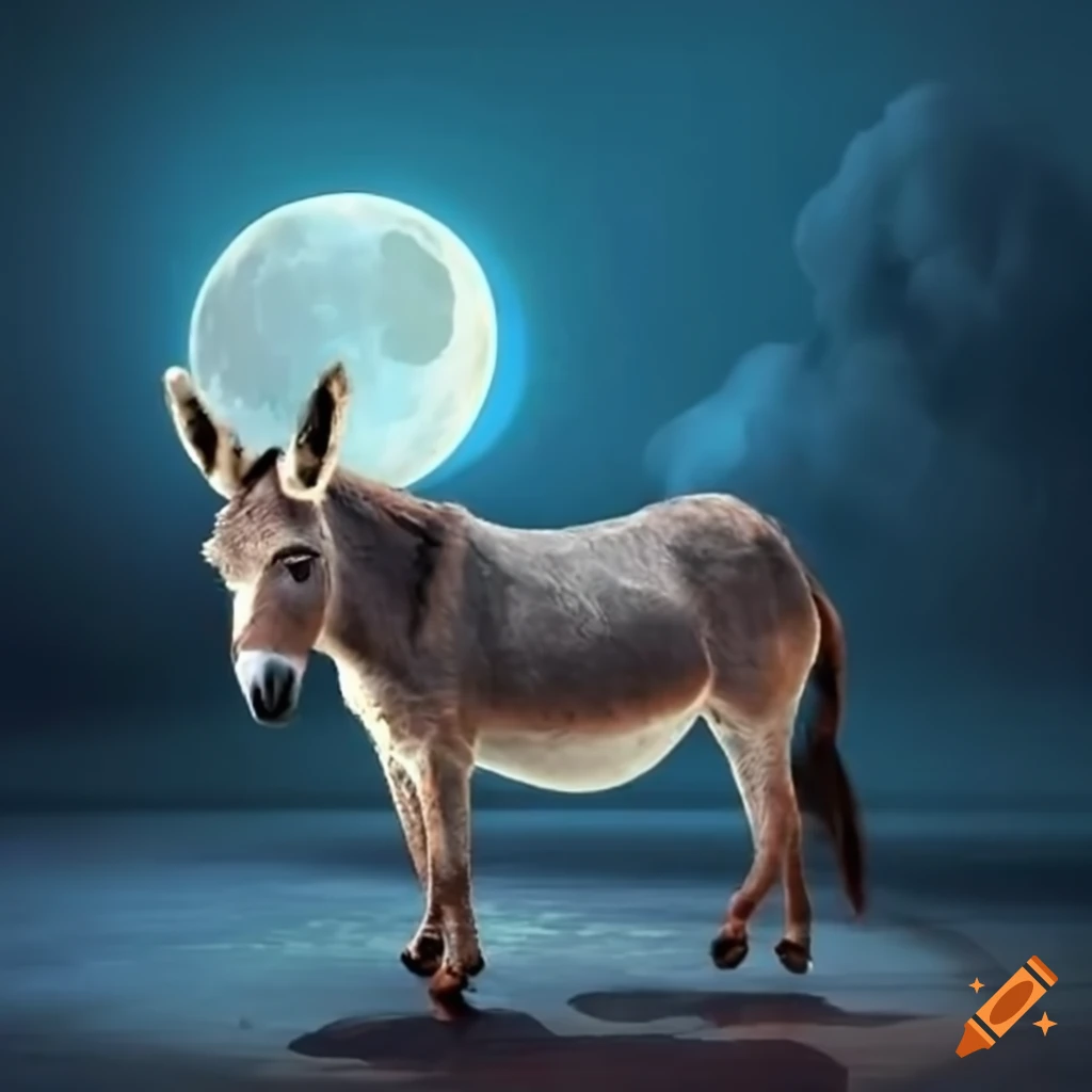 Donkey in front of the moon on Craiyon