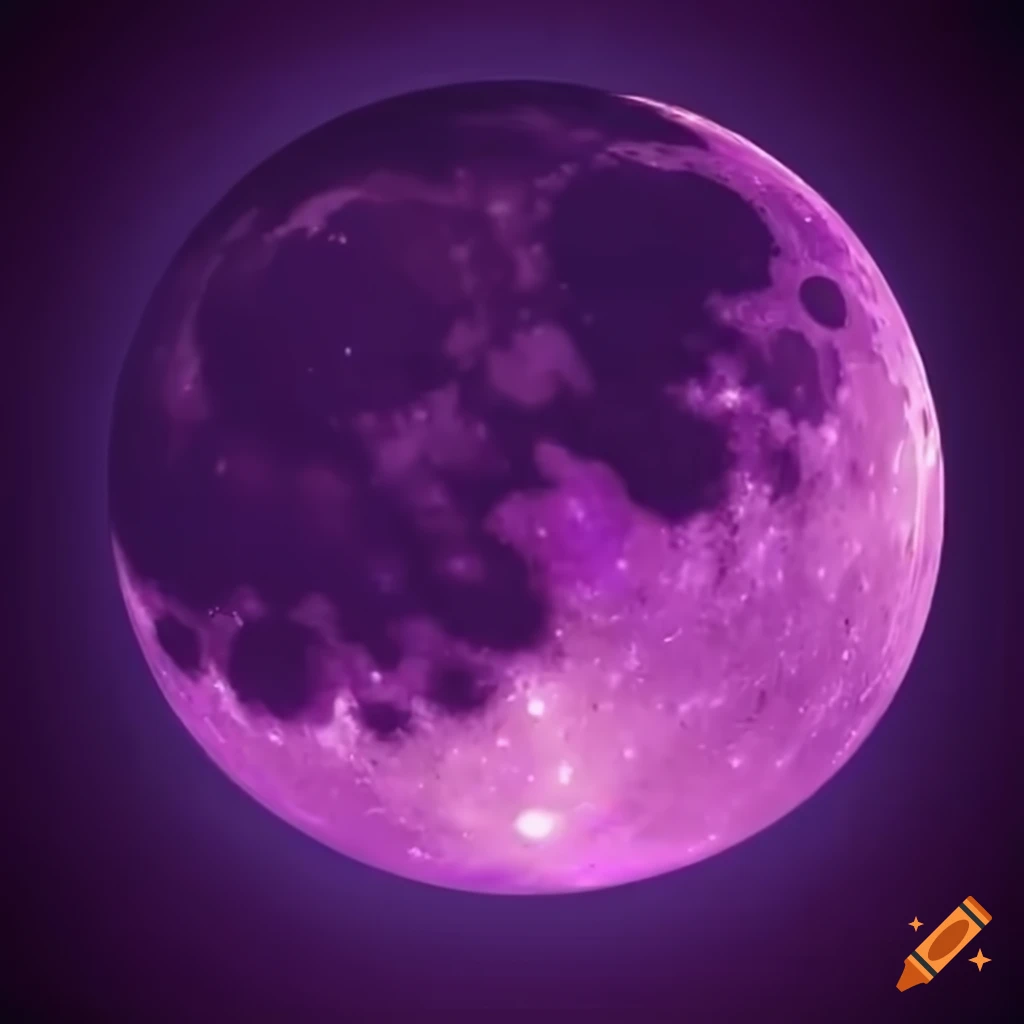 Purple crescent moon on black background on Craiyon