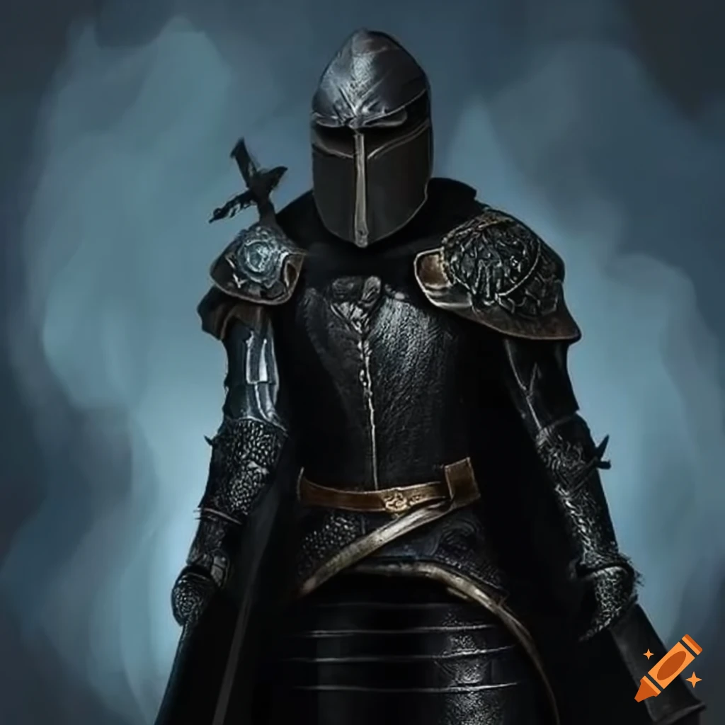 A black knight kneeling before a powerful queen on Craiyon