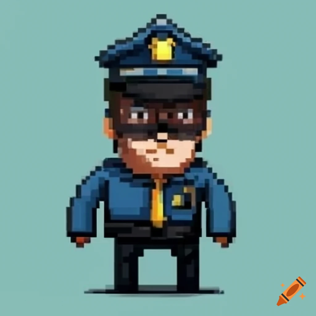 Pixel art of thief and policeman on Craiyon
