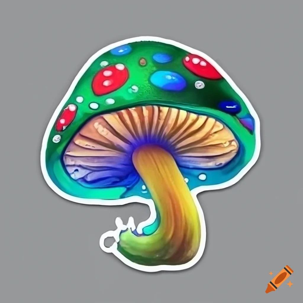 Colorful vivid mushroom stickers in 8k resolution on Craiyon