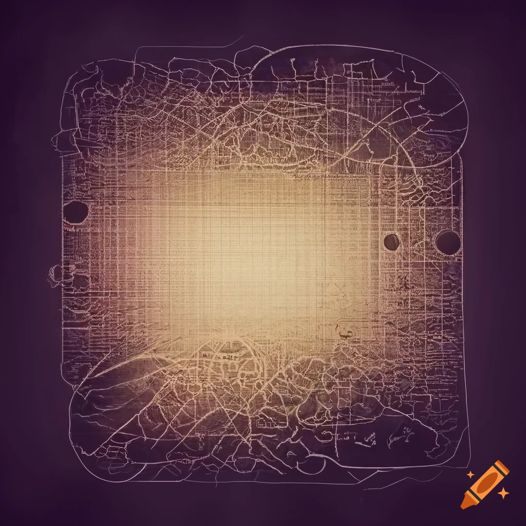 Retro style shining paper map on dark background on Craiyon