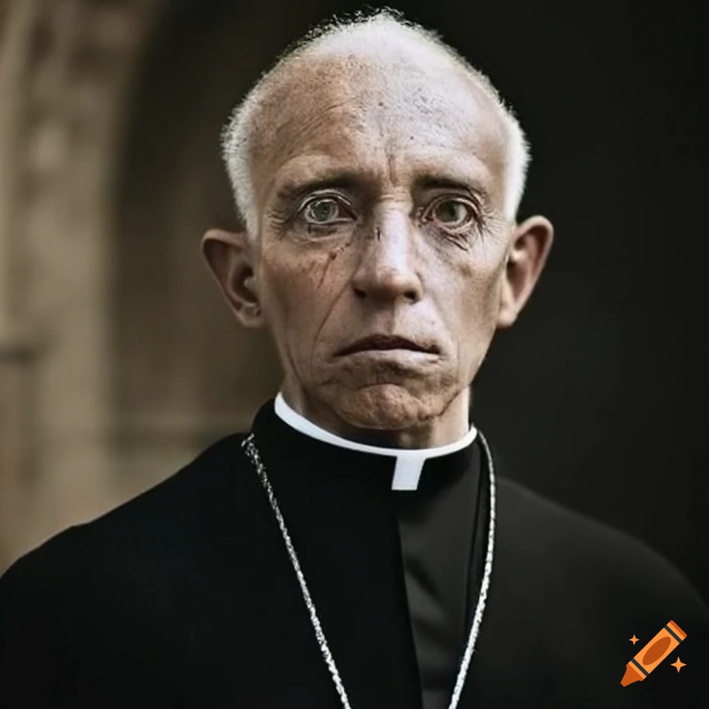 Portrait of a priest with an expressionless look on Craiyon