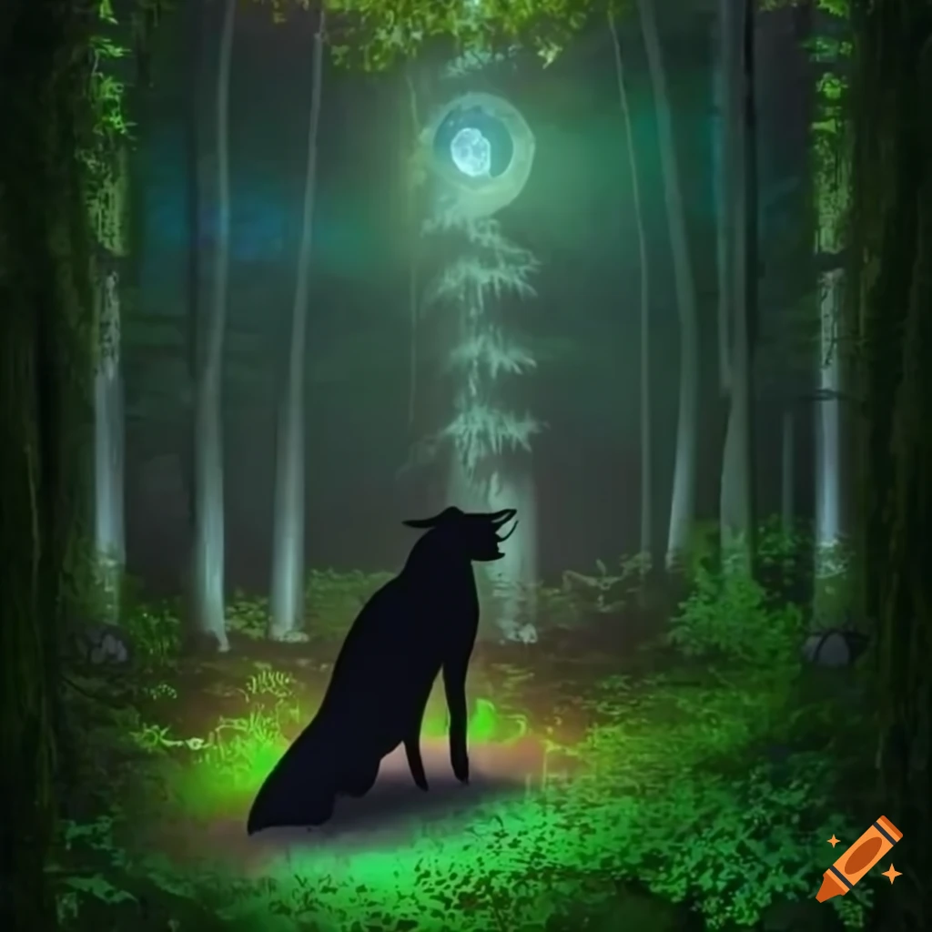 Enchanted forest with a majestic black Labrador retriever under ...