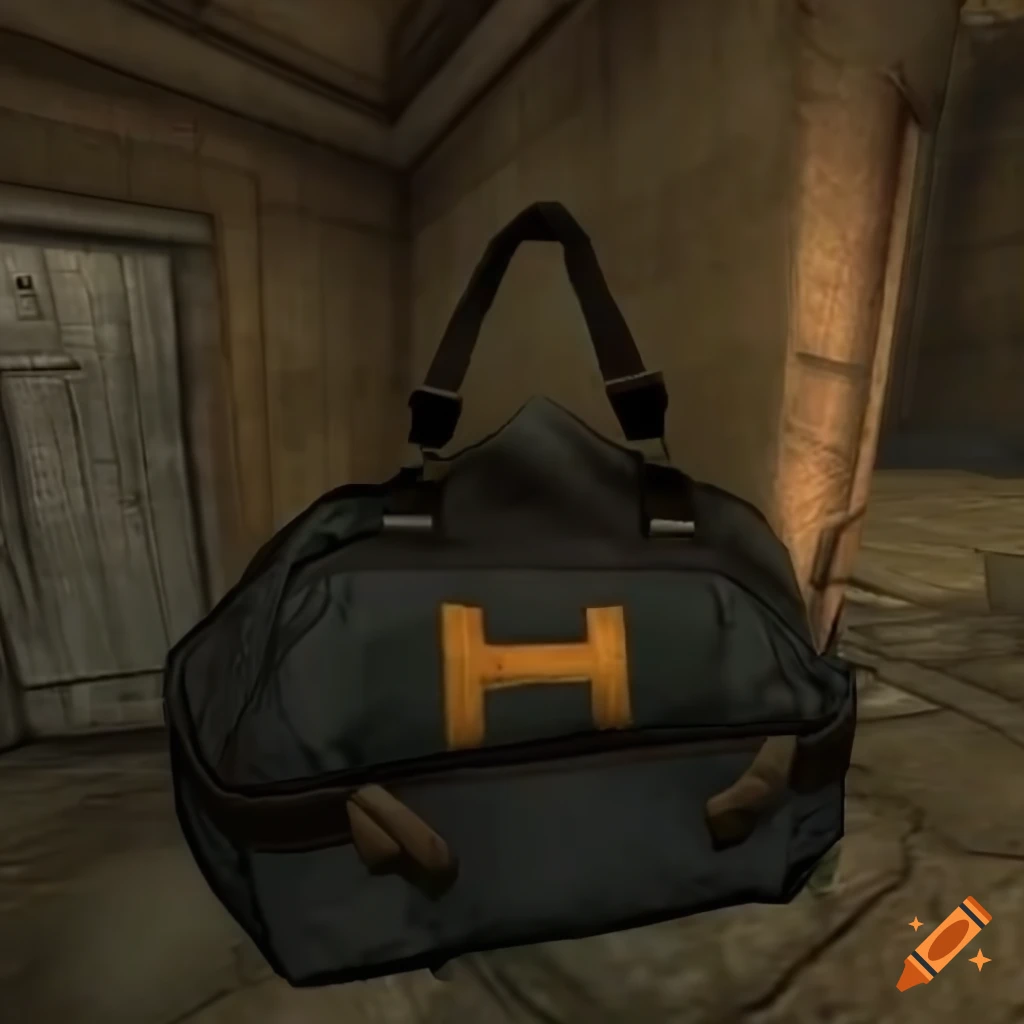Close-up of duffel bag in half-life screenshot on Craiyon