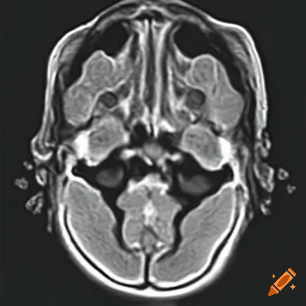 MRI scan showing facial anatomy and injectable facial fillers on Craiyon