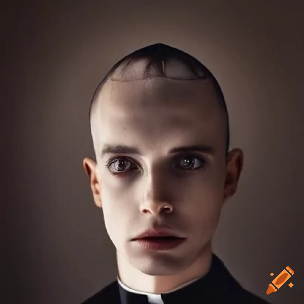 Portrait of a priest with an expressionless look on Craiyon