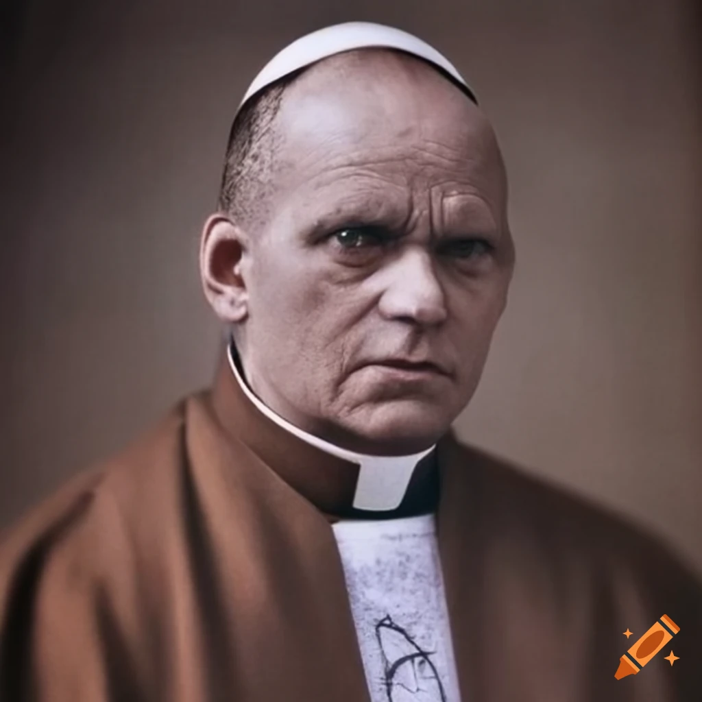 Portrait of a priest with an expressionless look on Craiyon