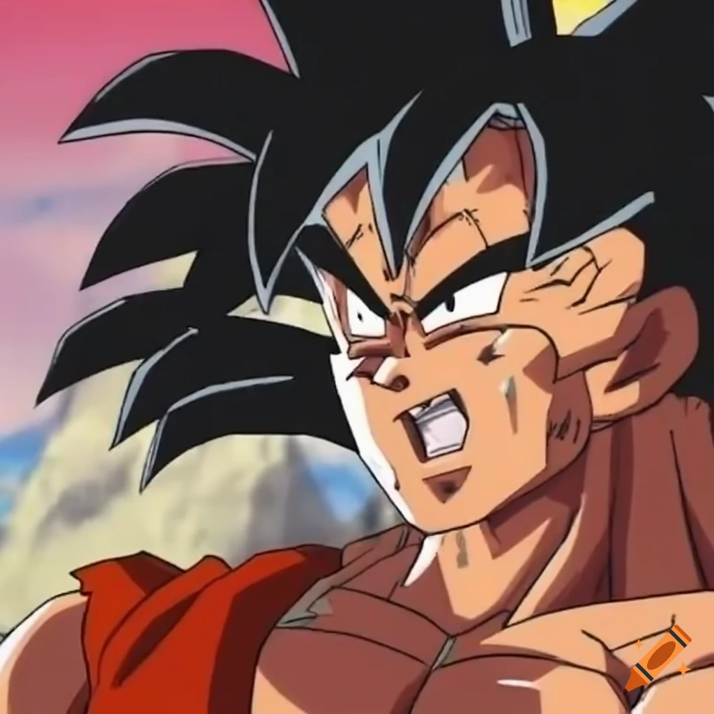 Goku from dragonball z transforming into super saiyan 4 in space on Craiyon